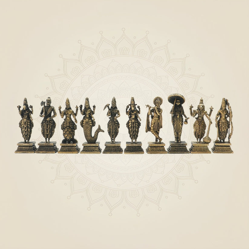 Bronze Dashavatara Vishnu Idol Set for Auspicious Décor