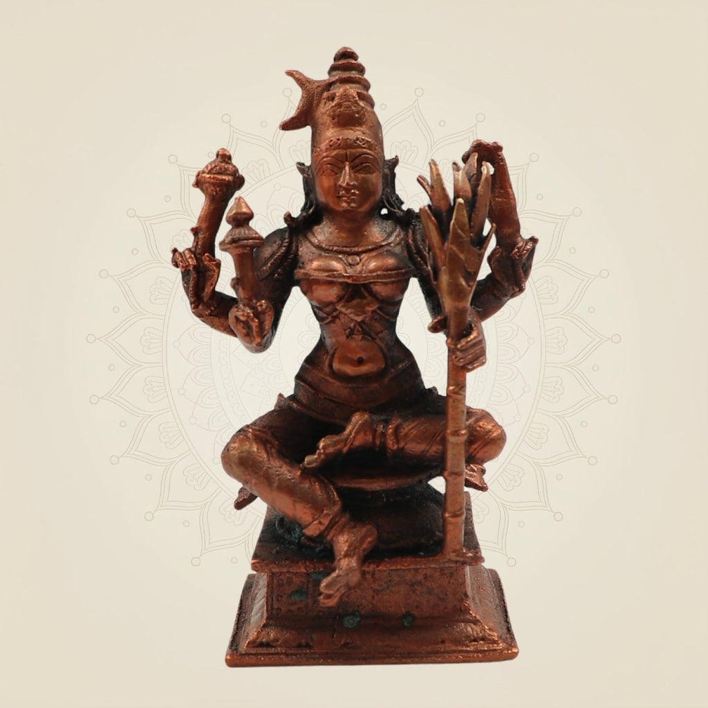 Copper Lalita Devi Idol Symbol of Power Rajarajeshwari Murti