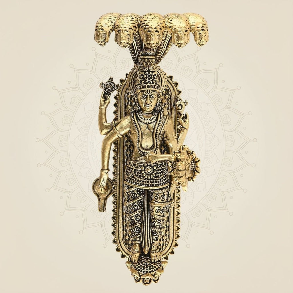 Shop Handcrafted Sleeping Vishnu Idol – Brass Ananta Shayana