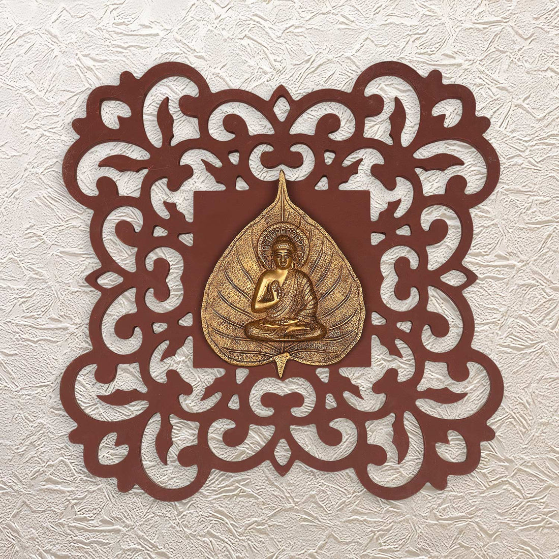 Divine Buddha on Leaf with Decorative Wooden Wall Frame 16"