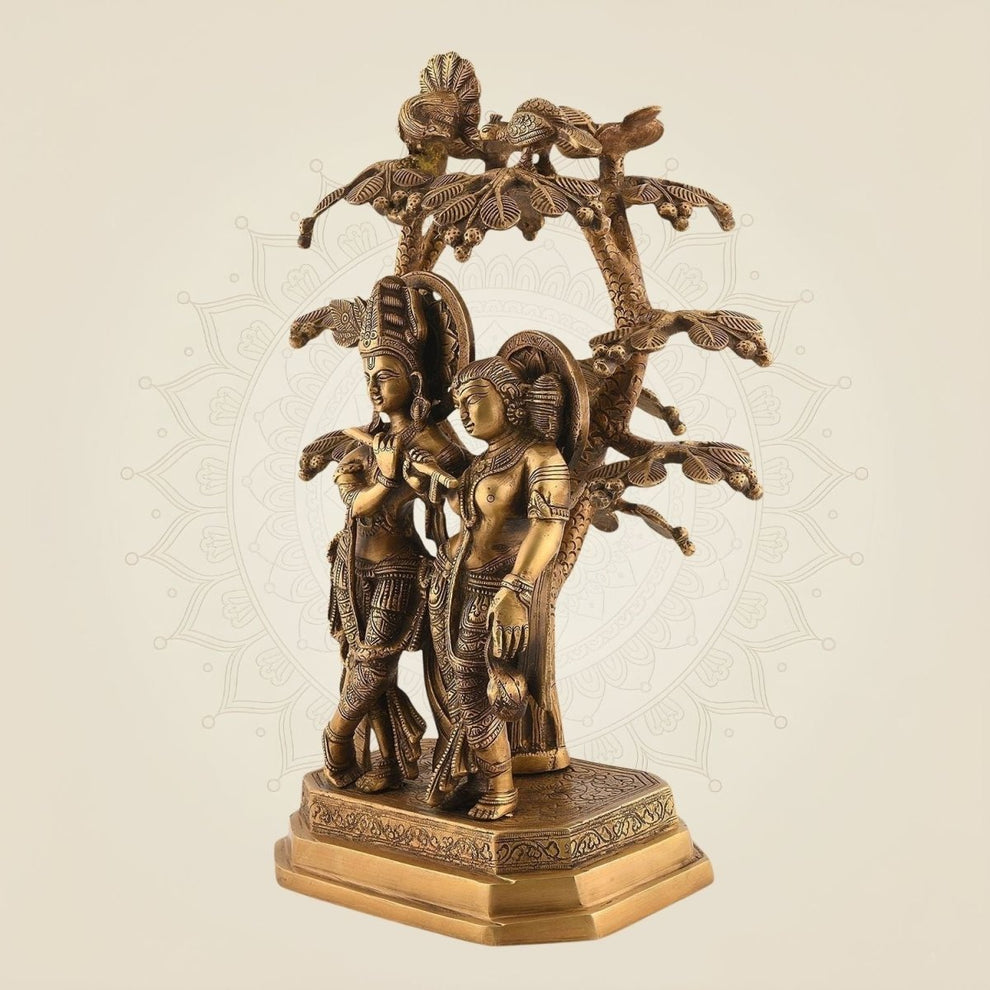 Radha Krishna Tree Idol in Pure Brass – Exclusive Sale Today