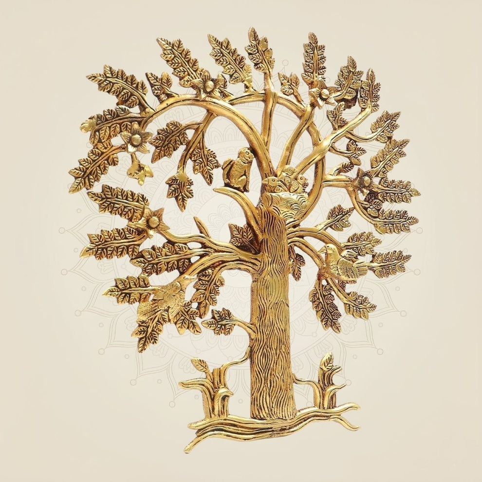 Elegant Kalpavriksha Tree Brass Home Accent