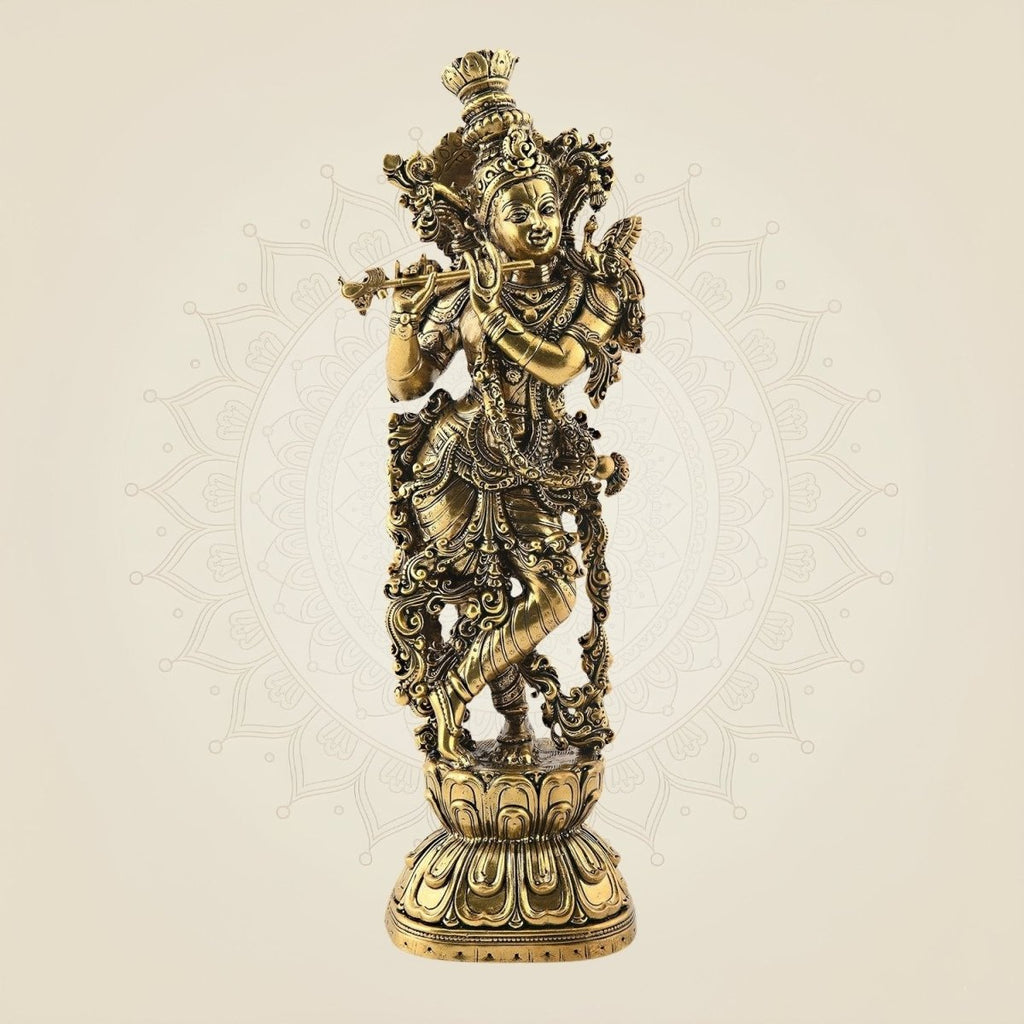 Brass Krishna Idol - Kishan Statue for Home & Gifting