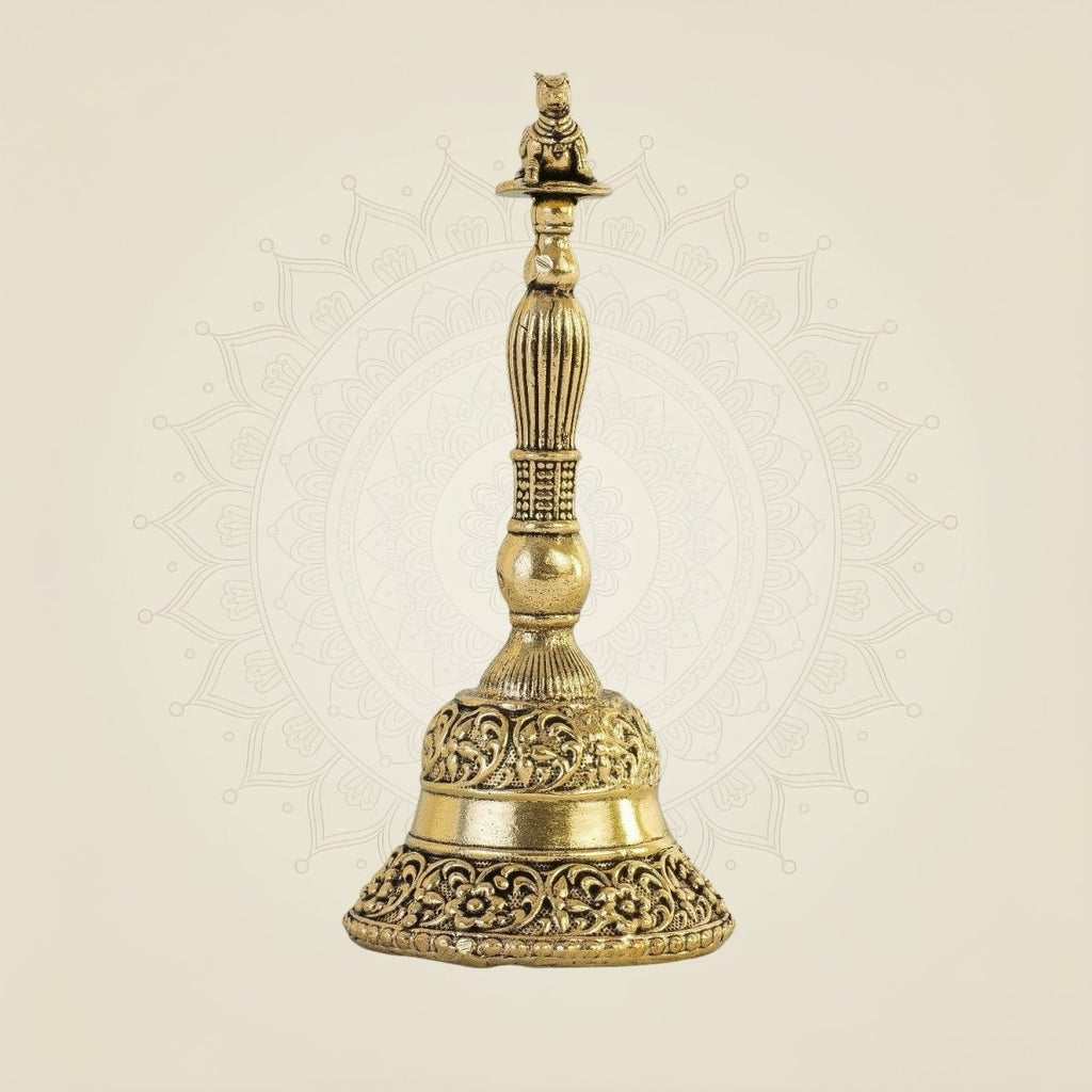 Brass Pooja Bell - Nandi Design Ghanti for Mandir