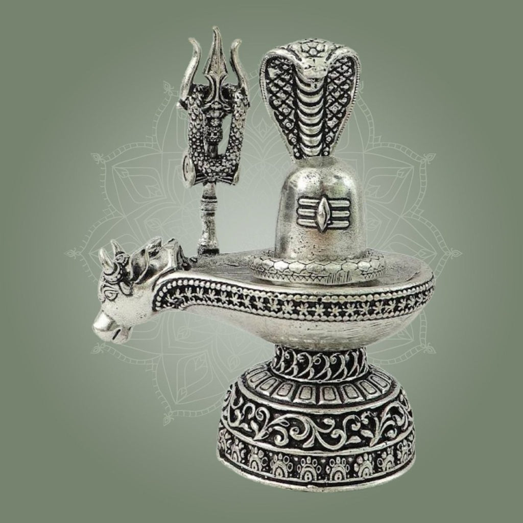Divine Silver Finish Shivling Brass Idol for Positive Energy