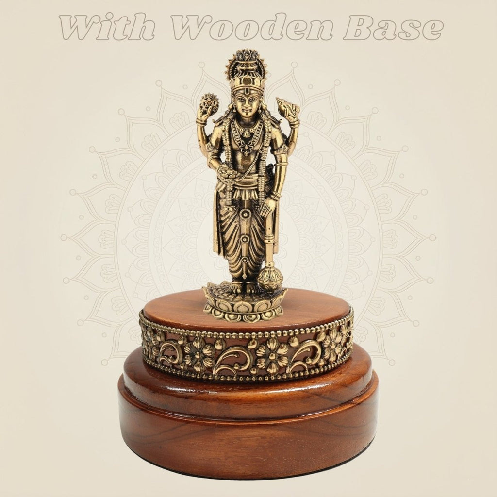 Buy Vishnu Idol Online in Brass with Wooden Platform