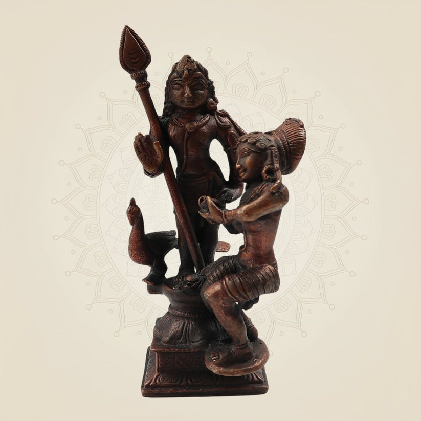 Lord Murugan with DevaSena Idol Copper - Handcrafted Art