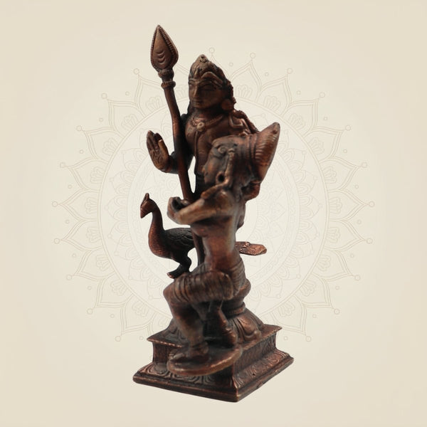Lord Murugan with DevaSena Idol Copper - Handcrafted Art