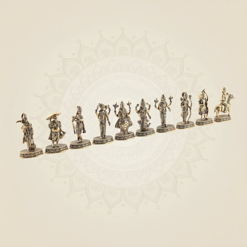 Dasavatharam Brass Idol Set – 10 Avatars of Vishnu Murtis