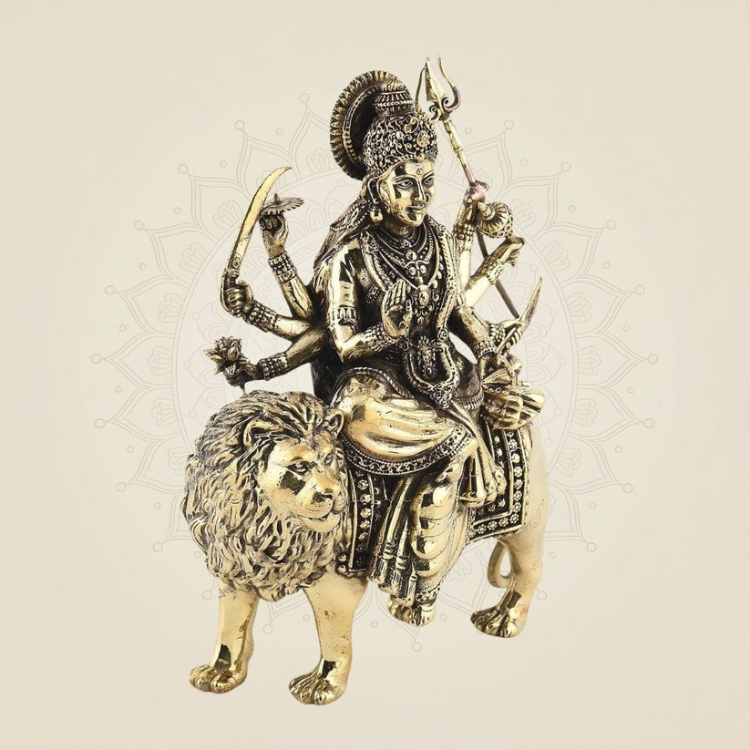 Premium Brass Maa Durga Idol on Lion – Finest Craftsmanship