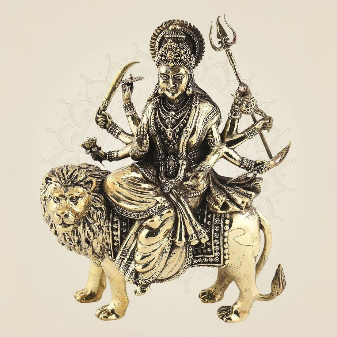 Shop Brass Durga Mata with Lion Idol for Your Mandir