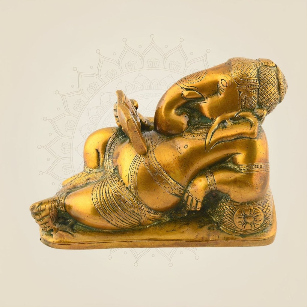 Ganesha Reading Mahabharata Book Brass Idol – 4.5"