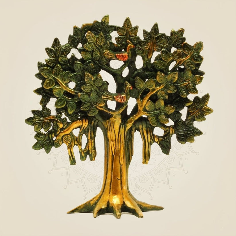 Brass Kalpavriksha Tree of Life – Hand-Painted Wishing Tree