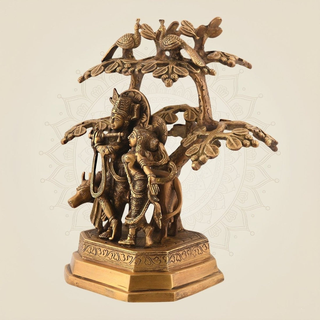 Buy Brass Radha Krishna Idol with Tree 12" – Divine Decor
