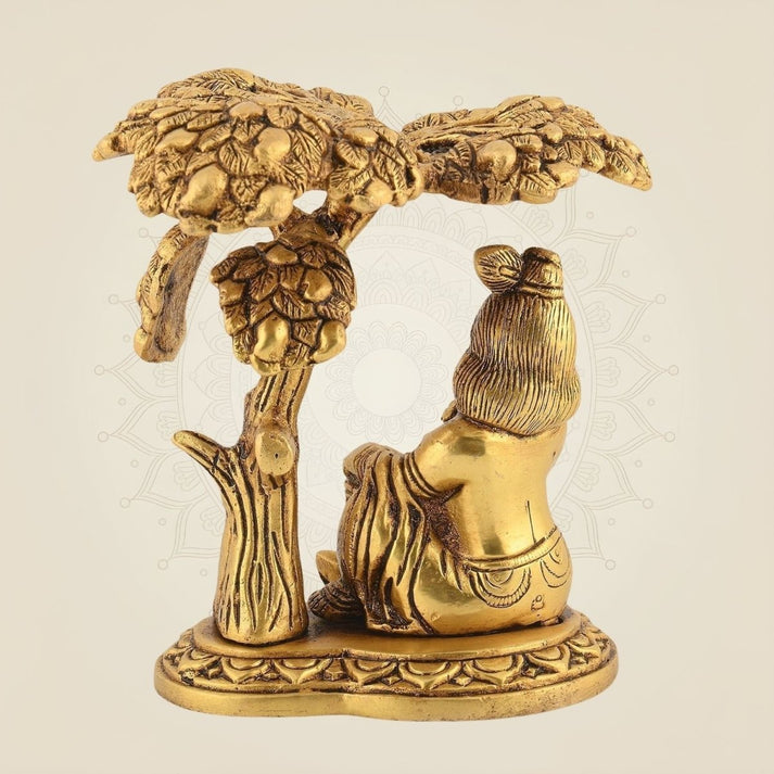 Laddu Gopal 5" - Krishna Under a Tree, Pure Brass Murti