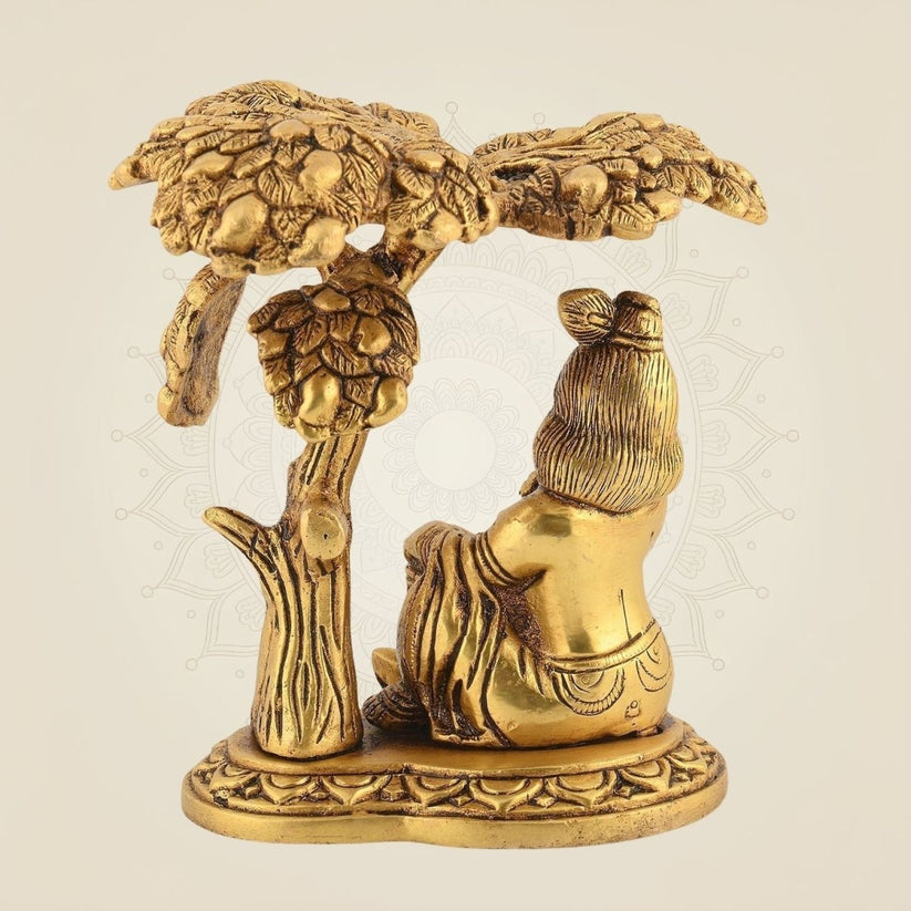 Laddu Gopal 5" - Krishna Under a Tree, Pure Brass Murti
