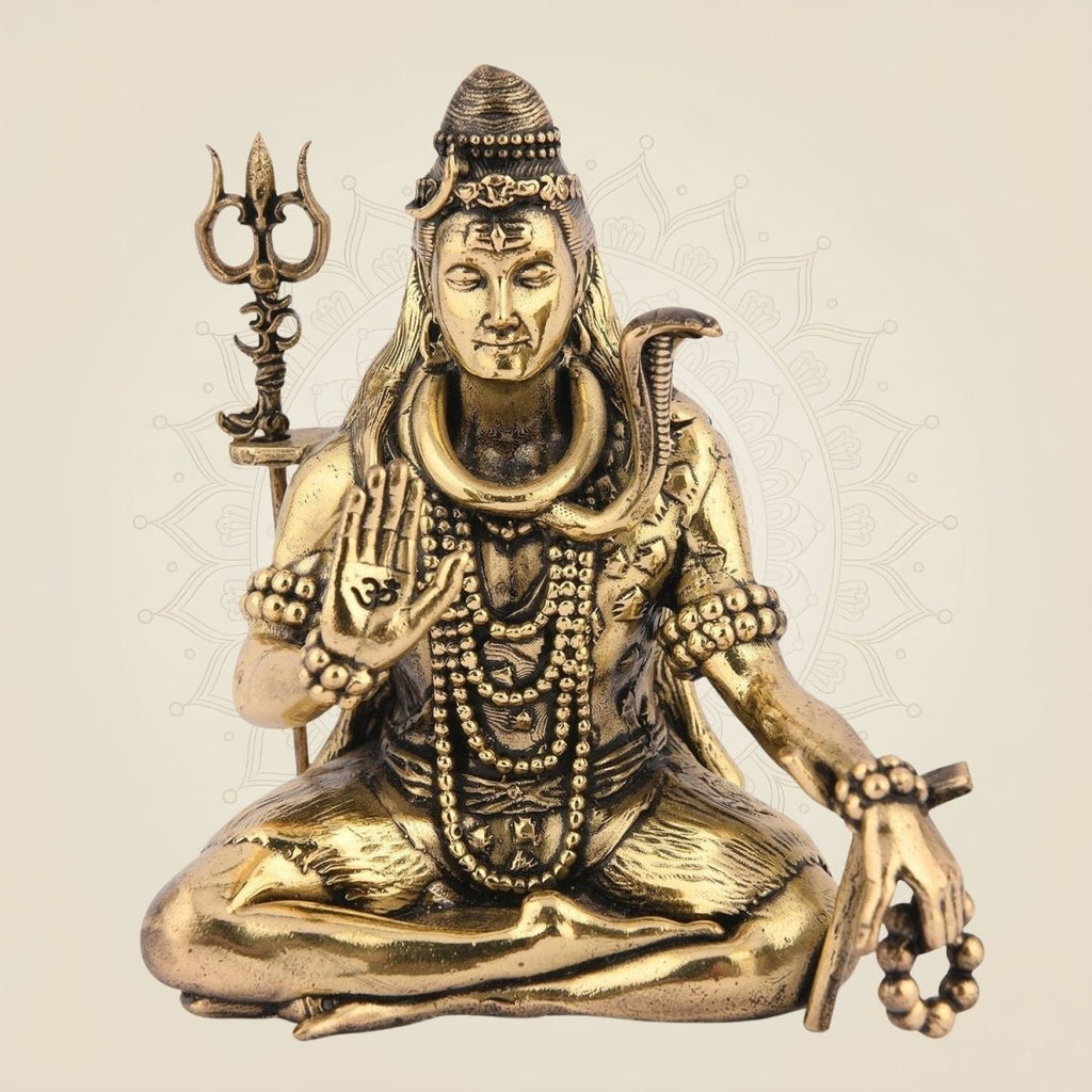 Pure Brass Lord Shiva Idol Blessing Pose – Divine Statue