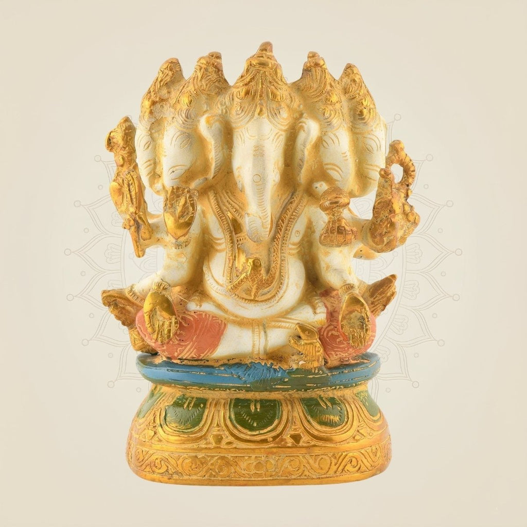 Panchmukhi Ganesh Brass Mud Finish Statue | Get Now Online