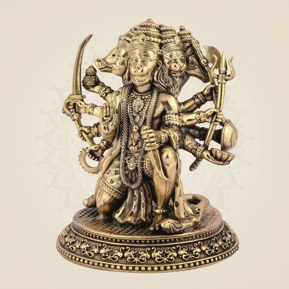 Brass Panchmukhi Hanuman Idol & Statue for Puja & Success