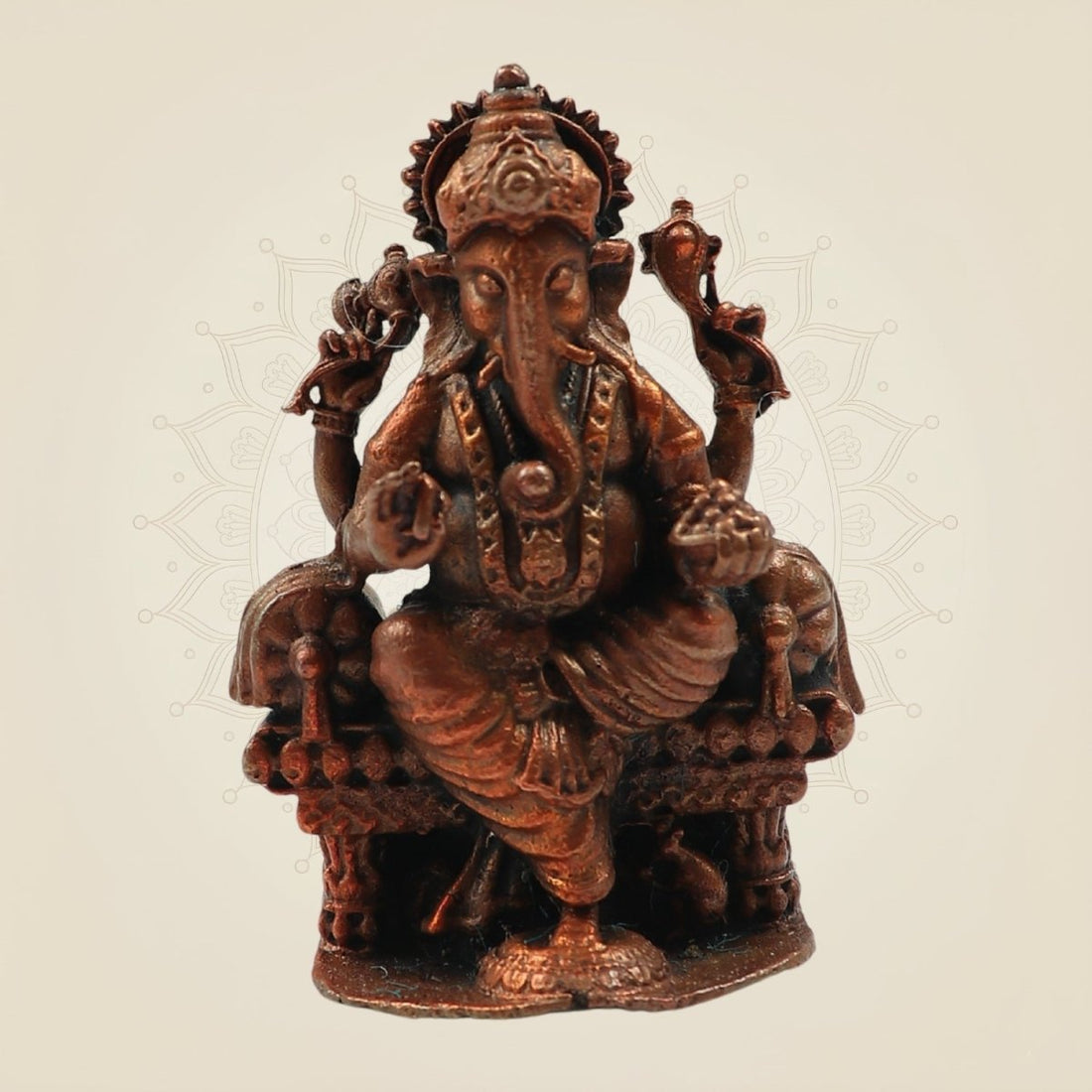 Handcrafted Copper King Ganesha Idol – Small Divine Art